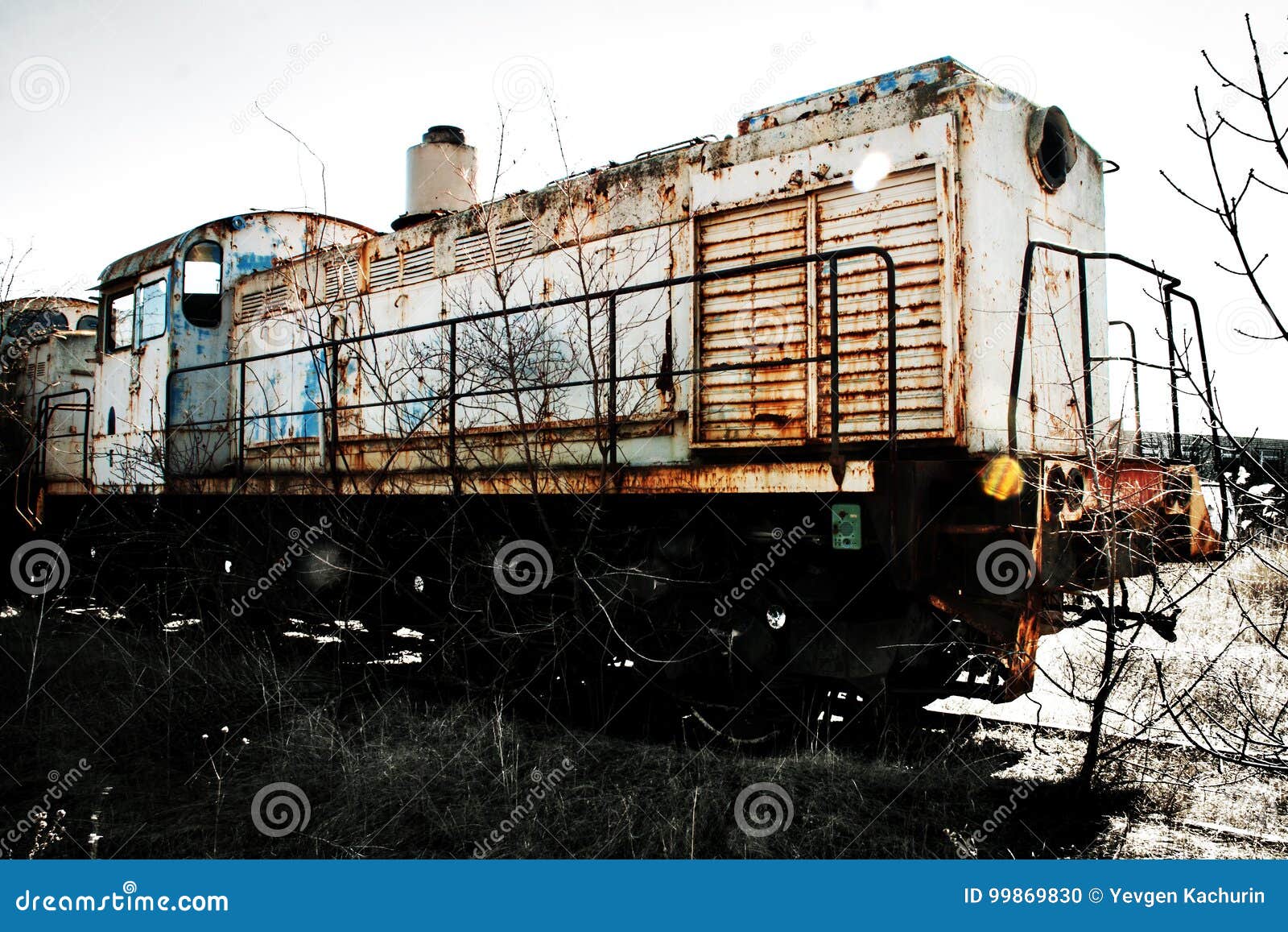 Old Rusty Train Locomotive in the Trees Stock Photo - Image of engine ...