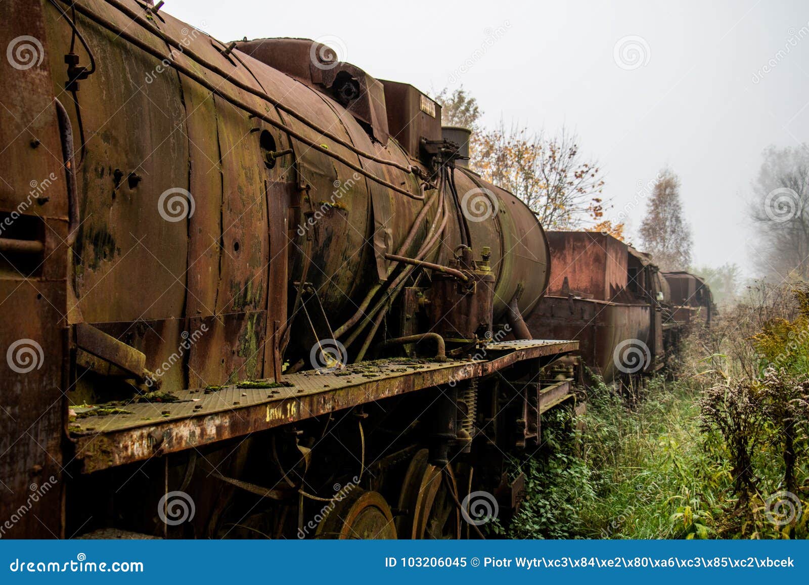 Old Rusty Trains. Old Abandoned Track, Siding with Dirty Old Trains ...
