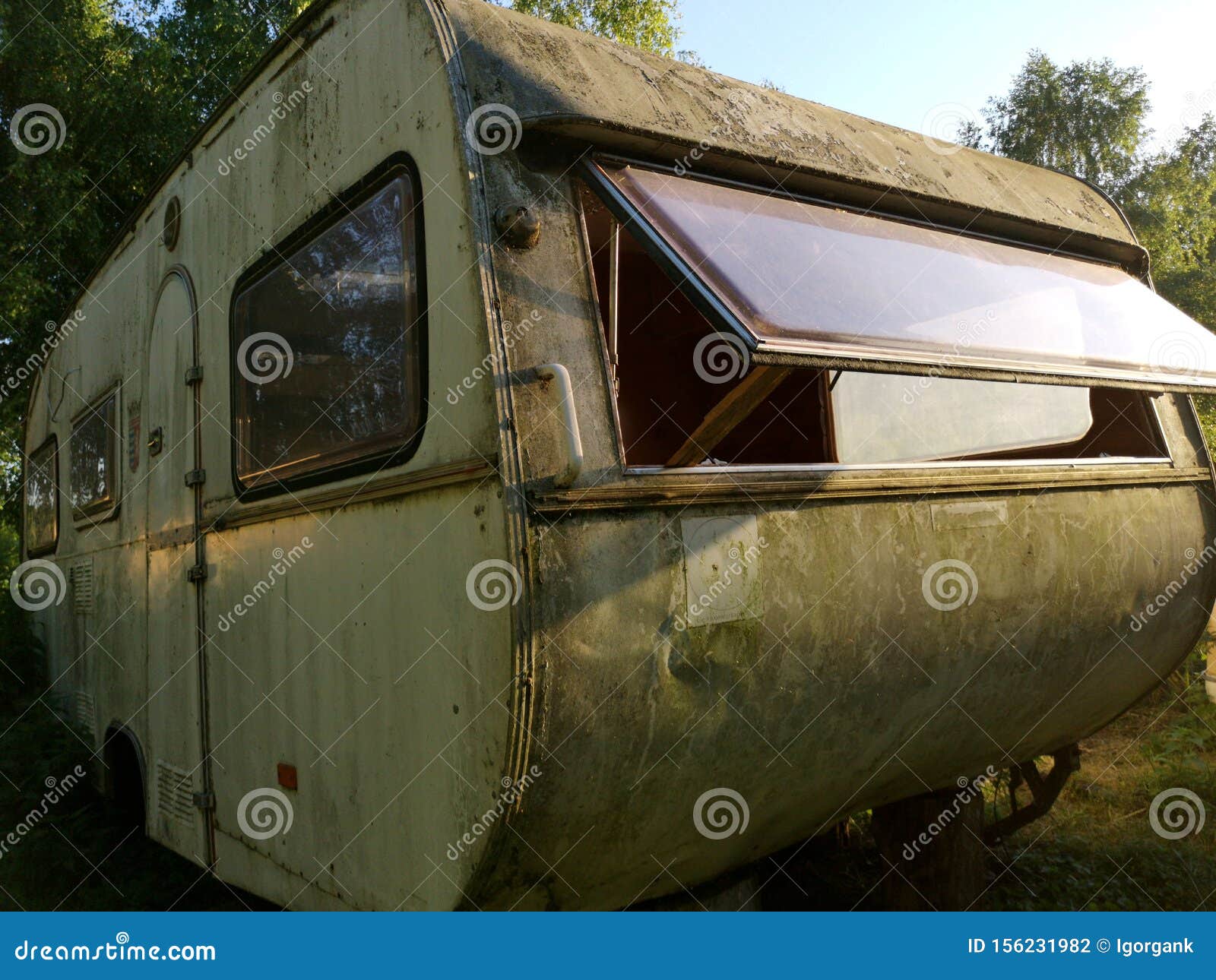 Old Rusty Travel Trailer. Camper Van, Caravan Stock Photo - Image of ...