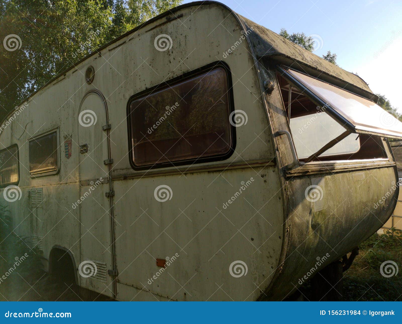 Old Rusty Travel Trailer. Camper Van, Caravan Stock Photo - Image of ...