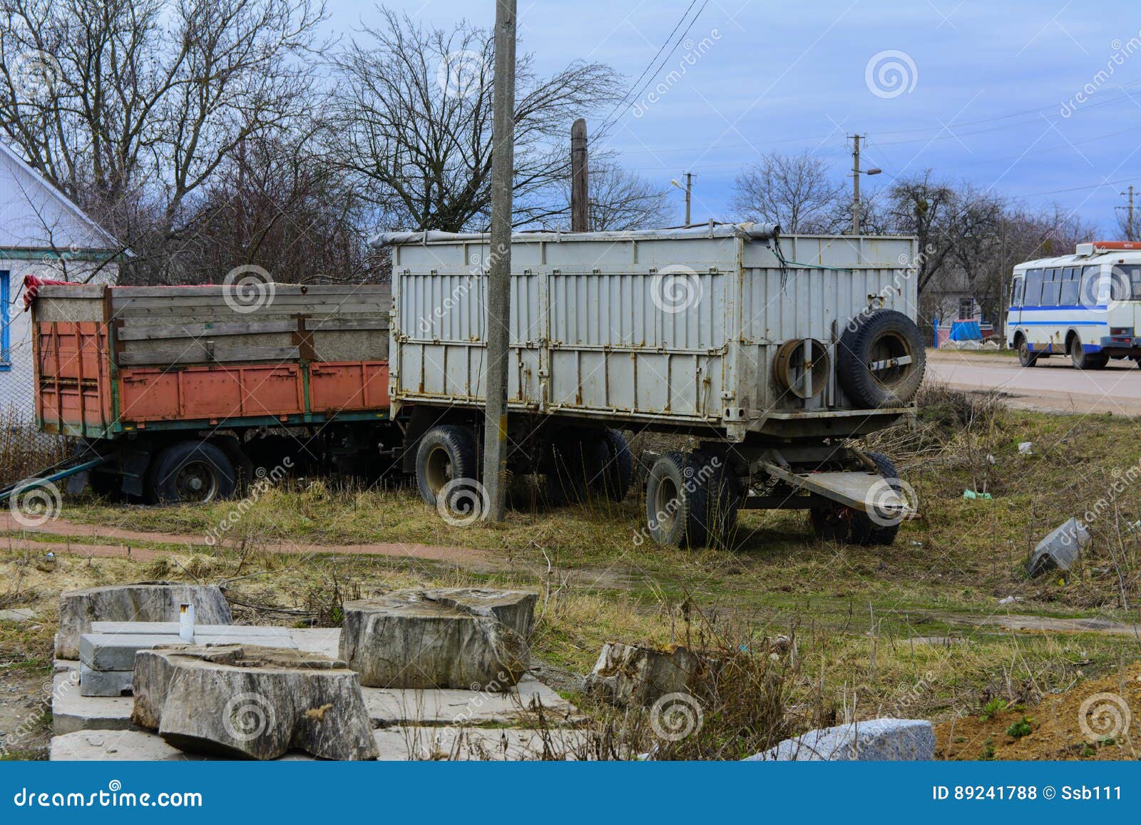 Old Rusty Truck Trailers Abandoned Stock Photo - Image of rural ...