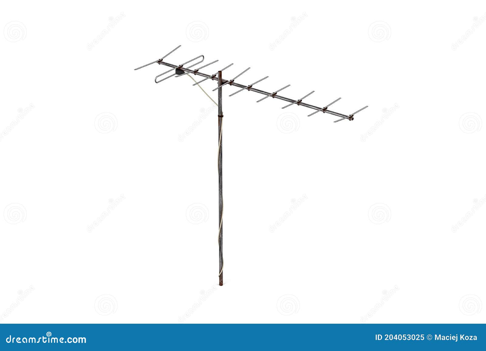 Old Rusty Tv Antenna Isolated on a White Background Stock Illustration ...