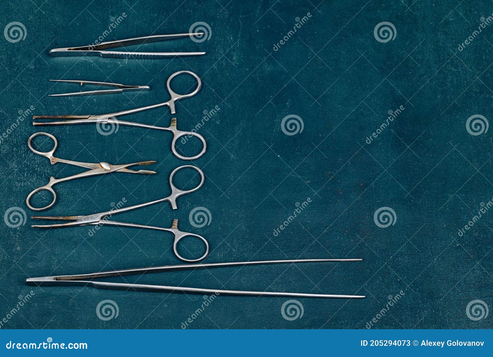 Old, Rusty, Used Surgical Instruments on a Blue Background Stock Image ...