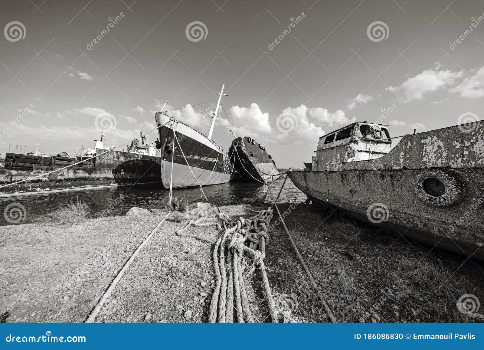 Old Rusty Vessels in a Scrap Yard Stock Photo - Image of boat, cargo ...