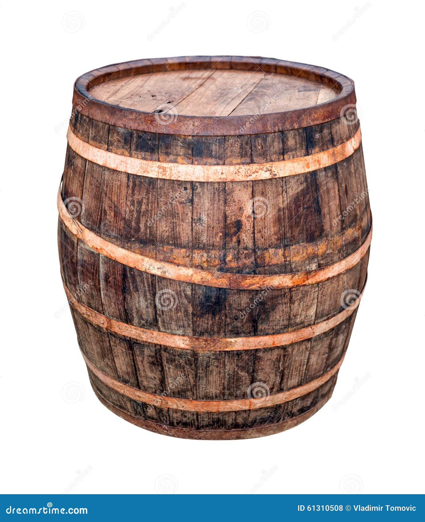 Old Rusty Vintage Barrel Isolated on White Background Stock Photo ...