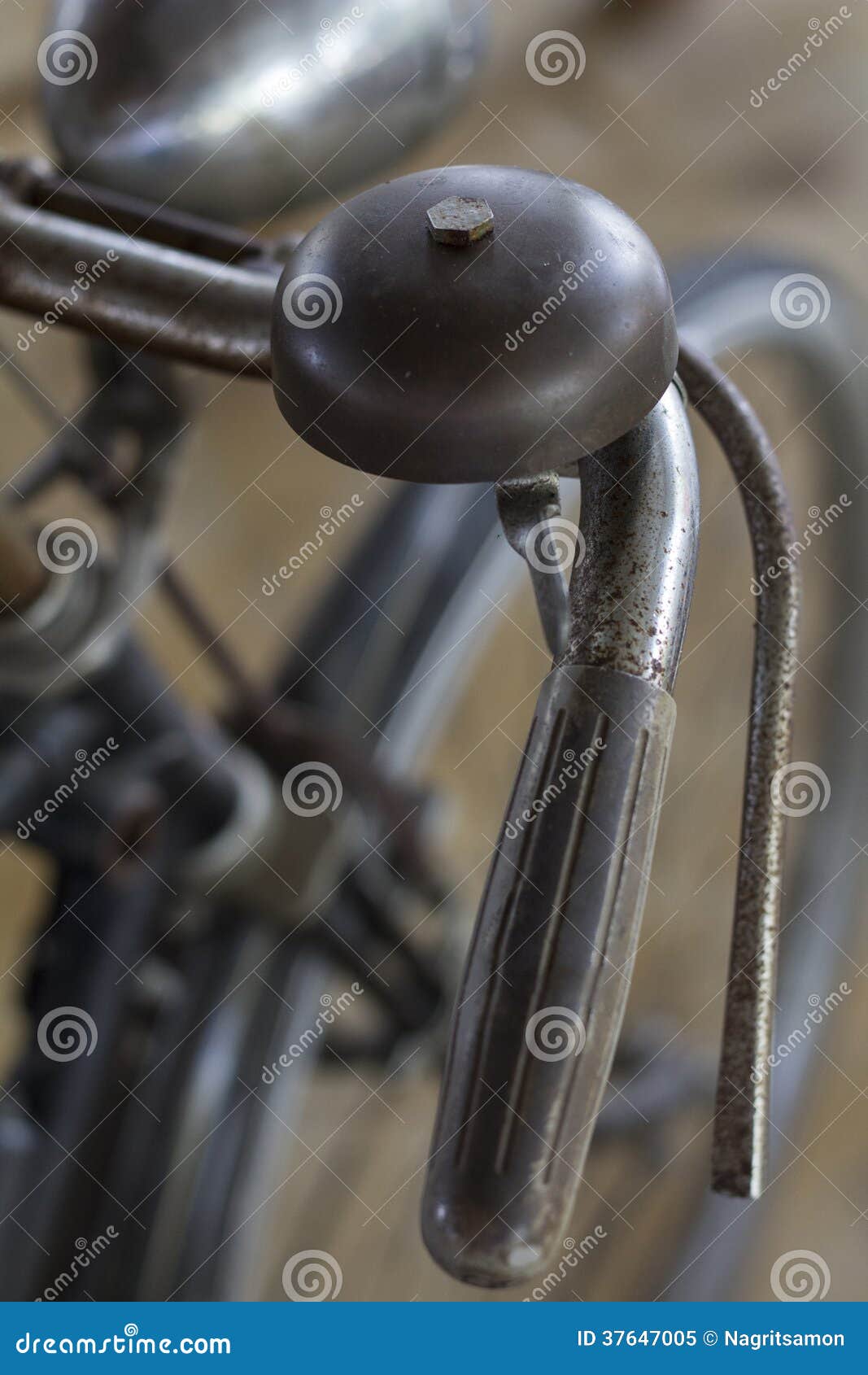 Old Rusty Vintage Bicycle Handle and Bell Stock Image - Image of pedal ...