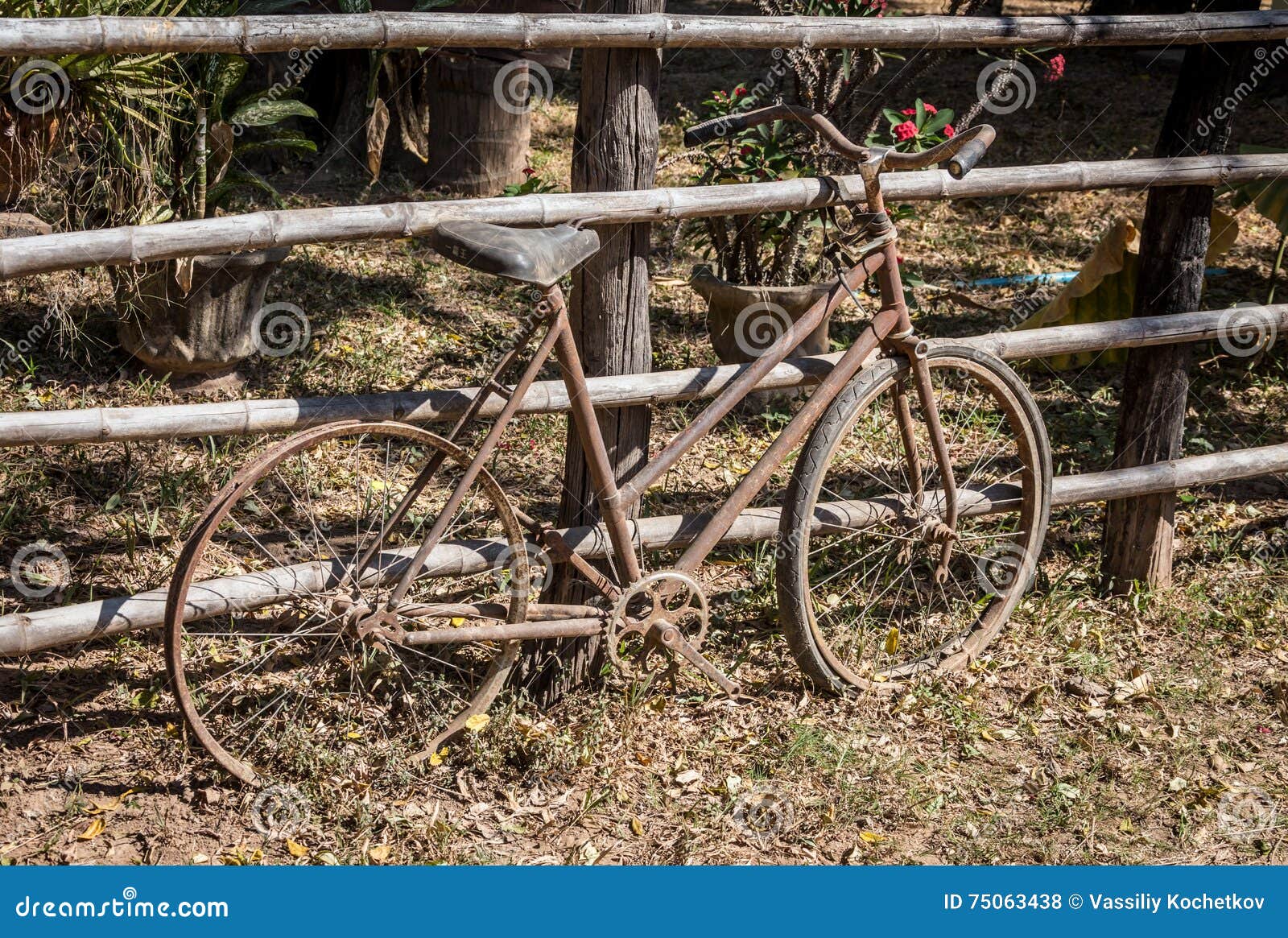 Old Rusty Vintage Bicycle Near the Concrete Wall Stock Photo - Image of ...