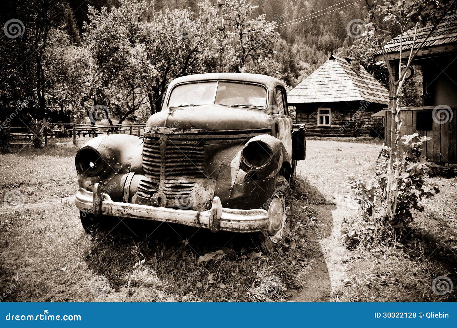 Old Rusty Vintage Car - Sepia Stock Photo - Image of vintage, dirty ...