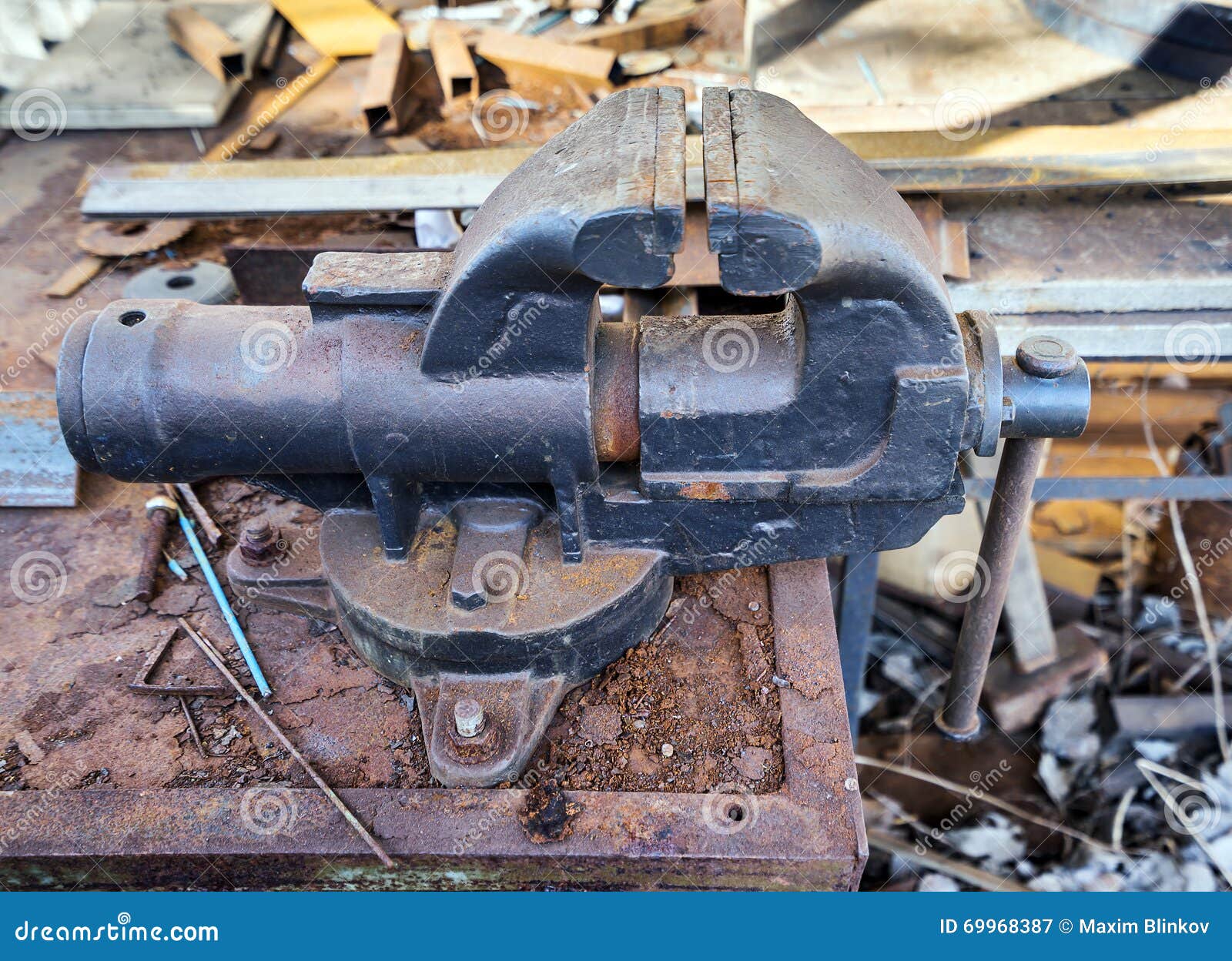 Old Rusty Vise On Workbench Royalty-Free Stock Photography ...