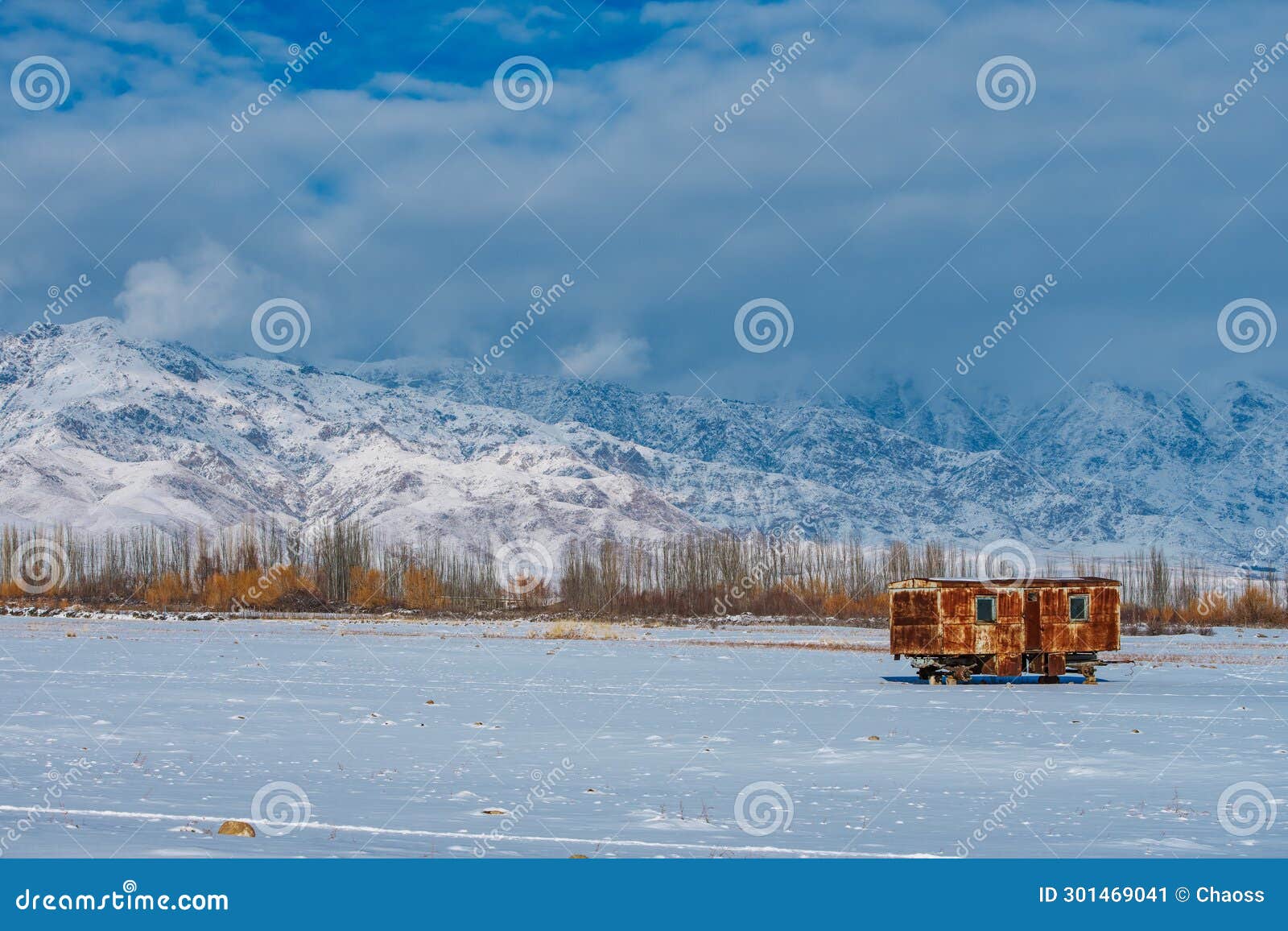 Old Rusty Wagon on Winter Mountains Background Stock Image - Image of ...
