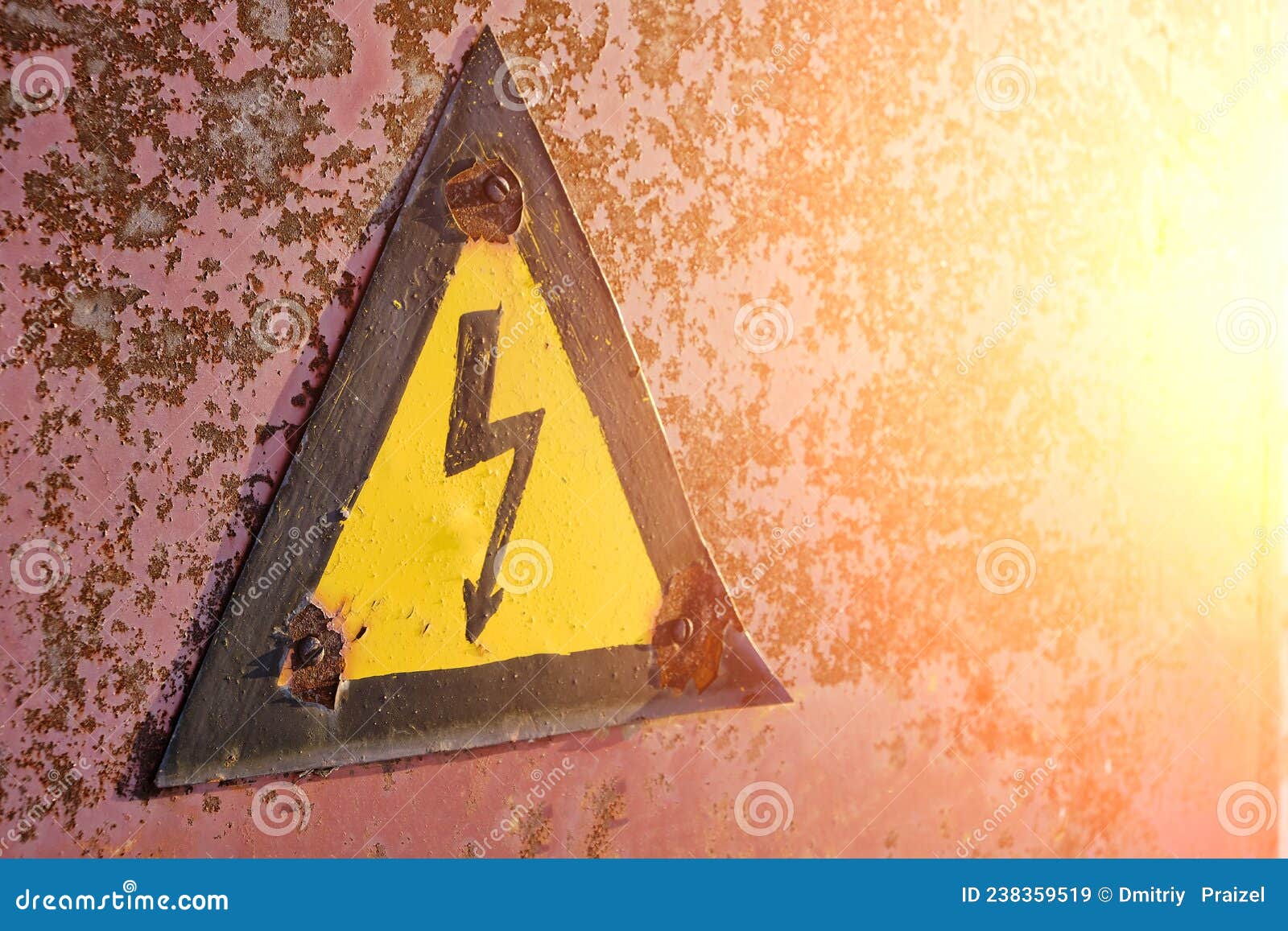 Old, Rusty Warning about Danger and High Voltage in Form Lightning ...