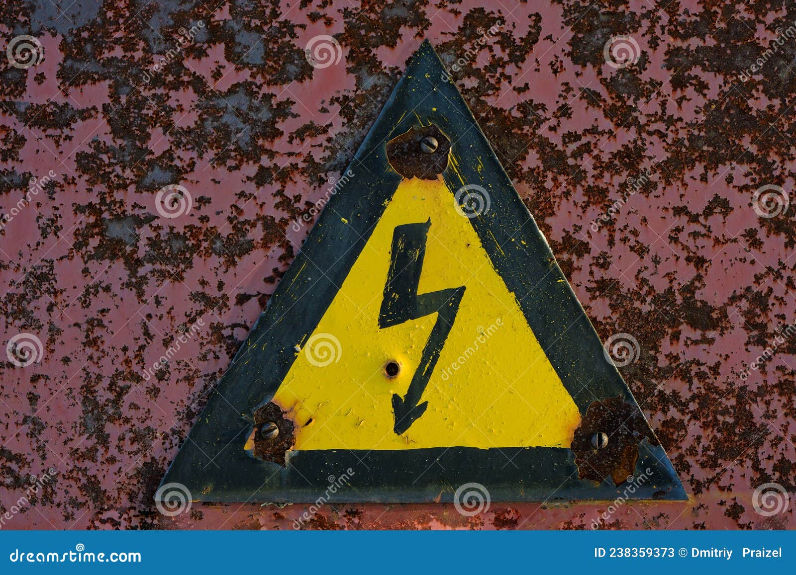 Old, Rusty Warning about Danger and High Voltage in Form Lightning ...