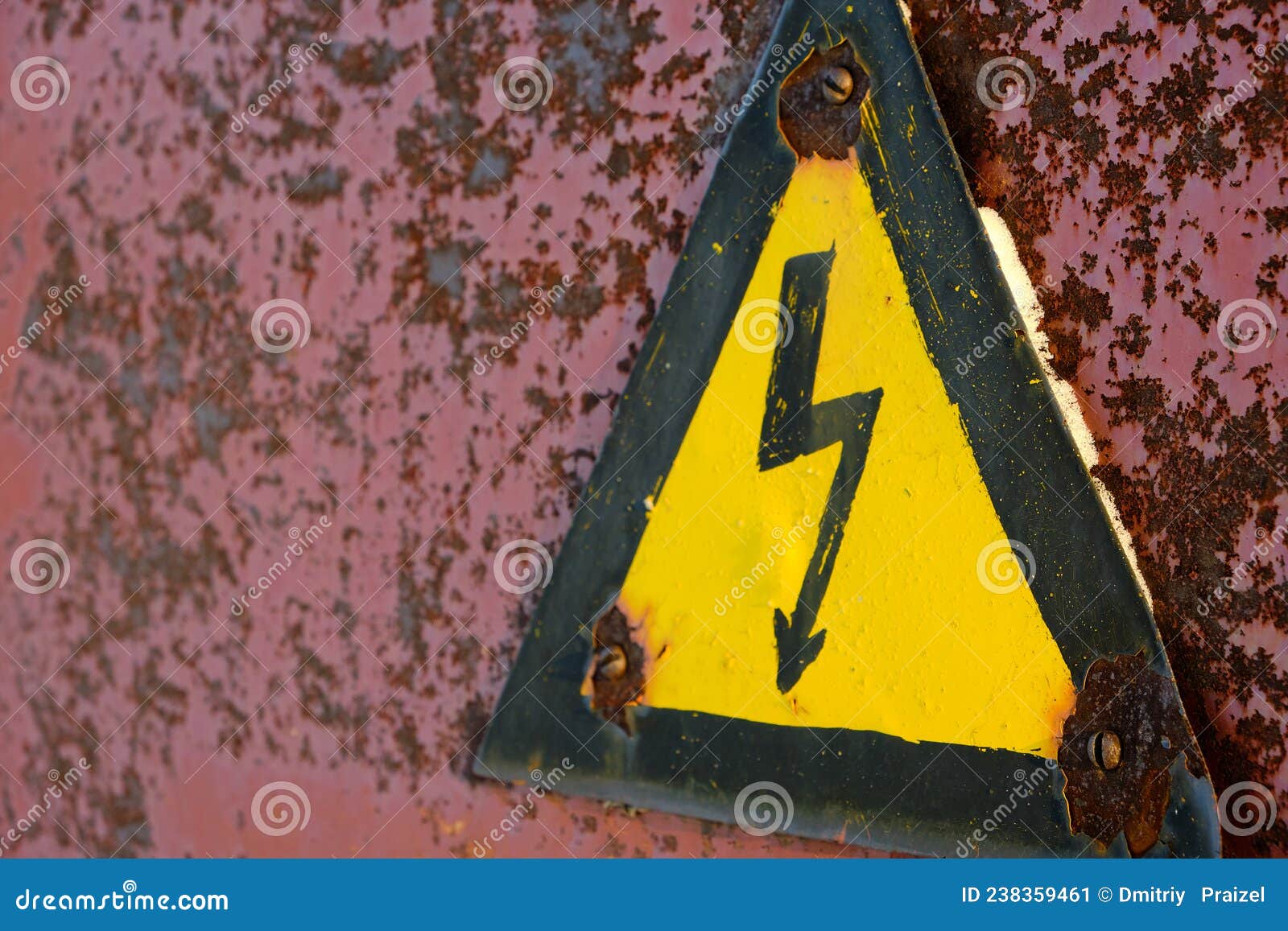 Old, Rusty Warning about Danger and High Voltage in Form Lightning ...