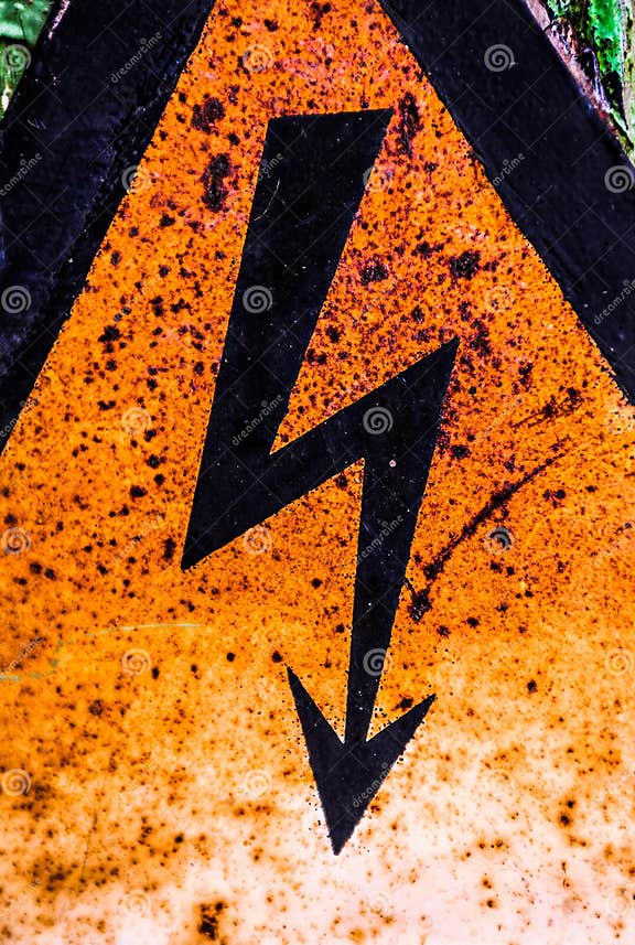 Old Rusty Warning High Voltage Sign Stock Image - Image of electricity ...