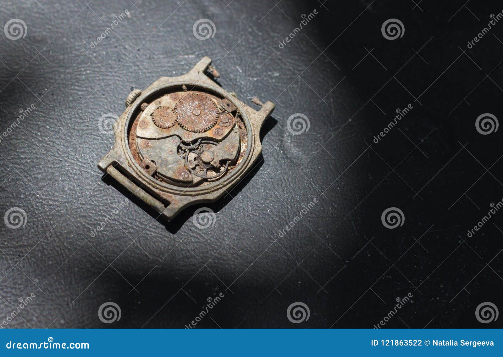 Old Rusty Watches Clockwork on Black Stock Photo - Image of aging ...