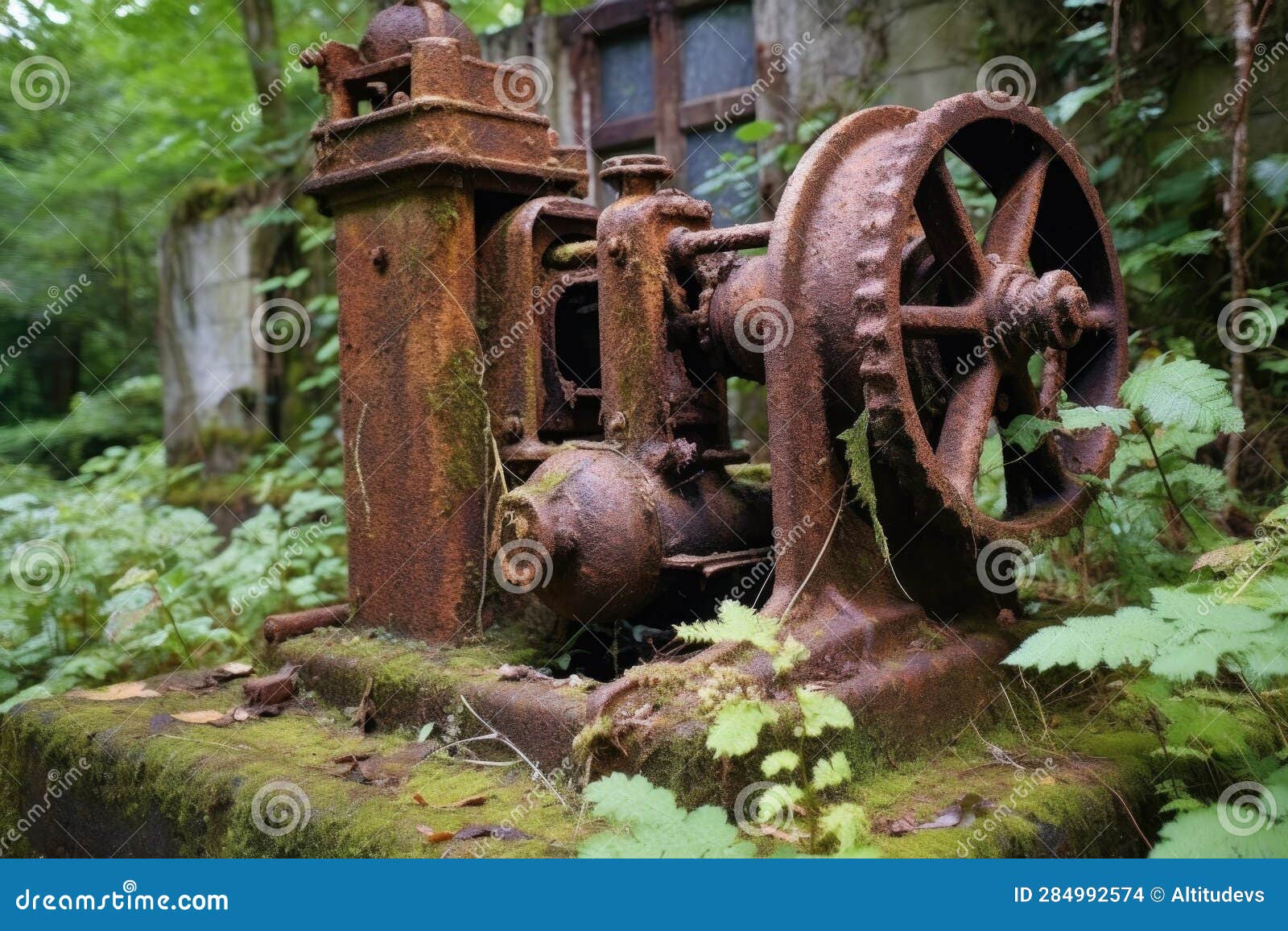 Old, Rusty Water Pump with Handle in Garden Stock Illustration ...