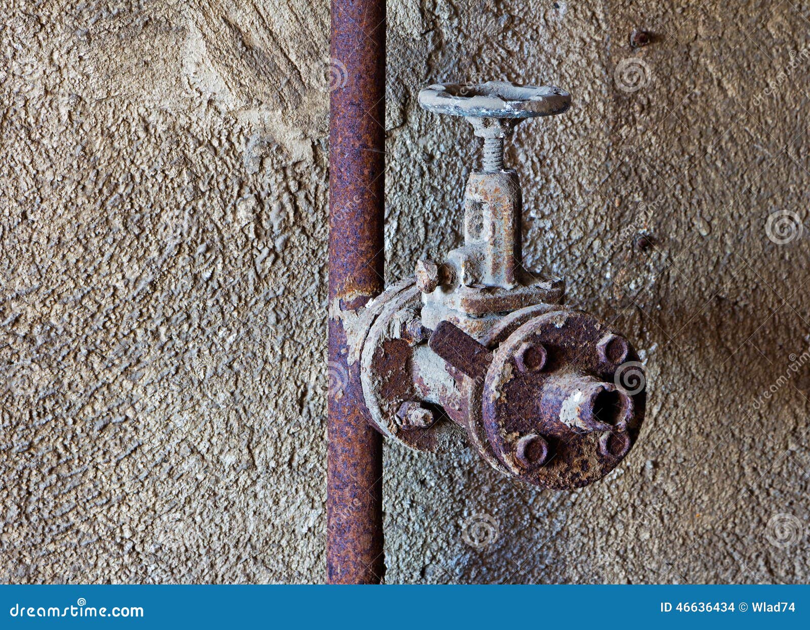 Old Rusty Water Tap in Concrete Wall Stock Photo - Image of wall, brown ...