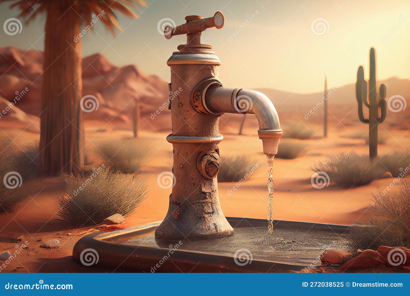 Old Rusty Water Tap in the Desert. Generative Ai Stock Image - Image of ...
