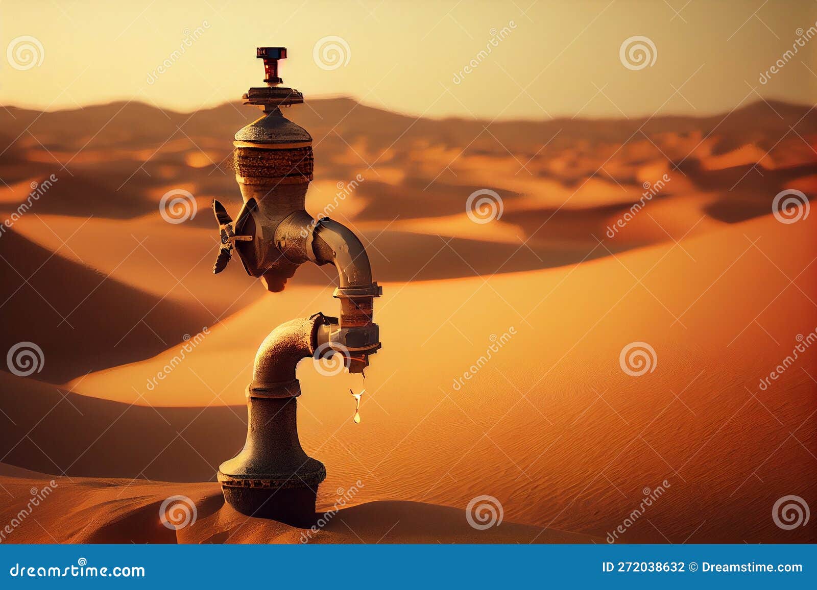 Old Rusty Water Tap in the Desert. Generative Ai Stock Illustration ...