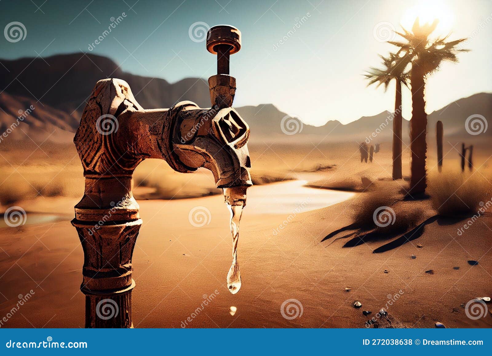 Old Rusty Water Tap in the Desert. Generative Ai Stock Photo - Image of ...