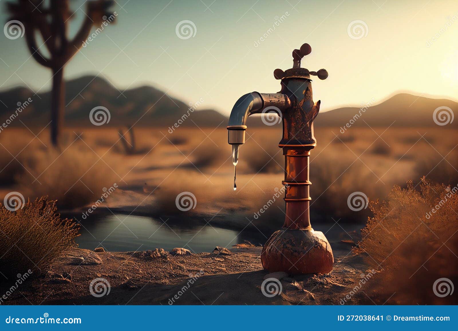Old Rusty Water Tap in the Desert. Generative Ai Stock Illustration ...