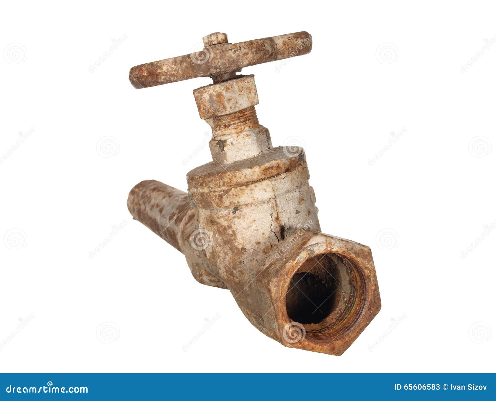 Old Rusty Water Tap Isolated on White Background. Stock Image - Image ...
