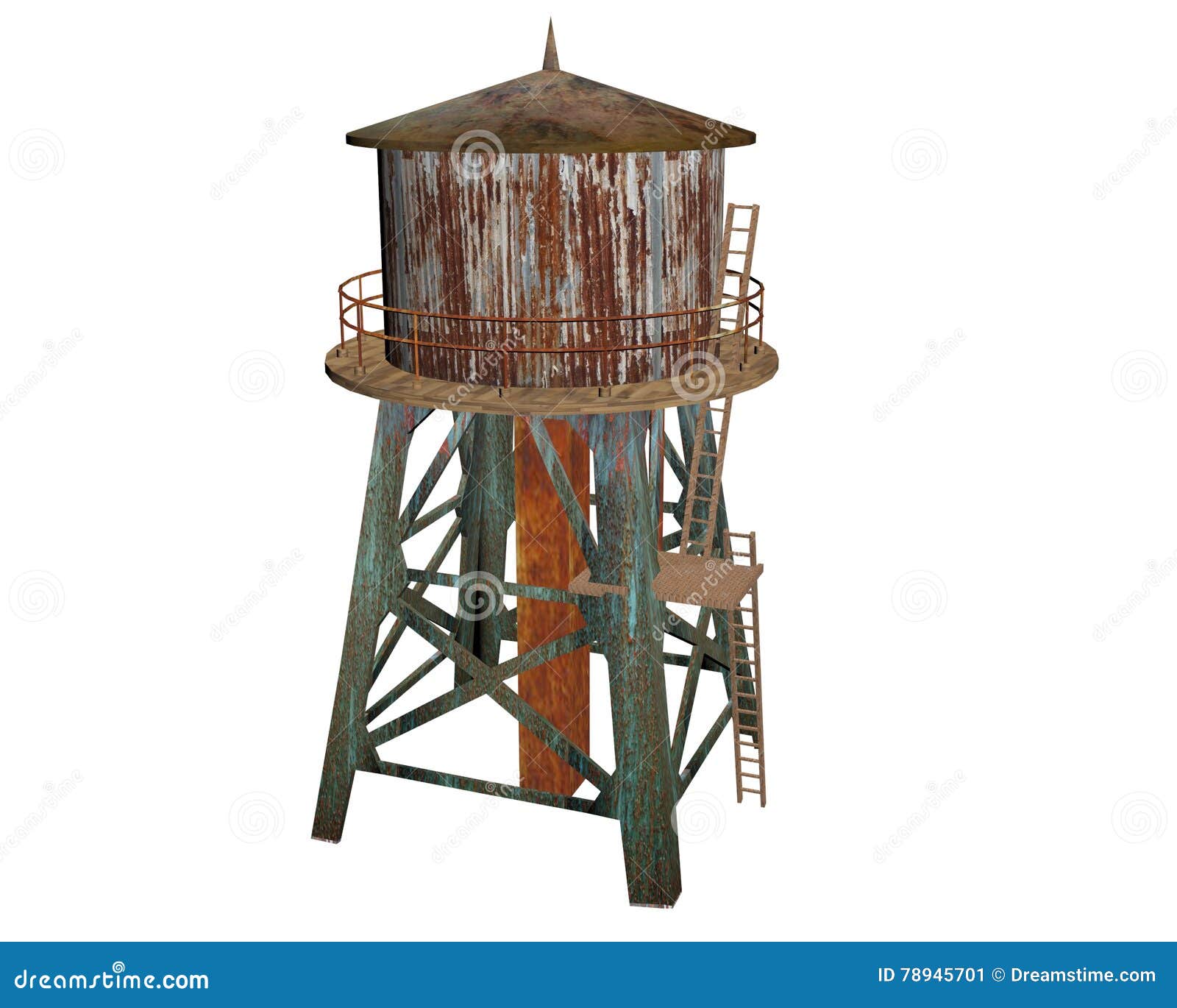 The old rusty water tower stock illustration. Illustration of century ...