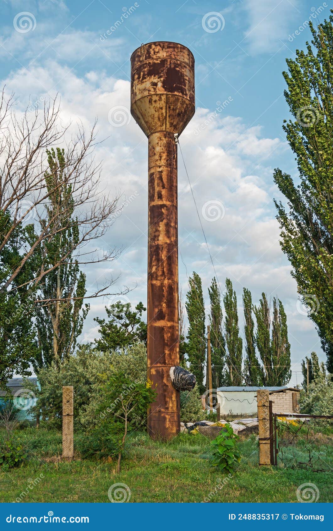 Old and rusty water tower stock image. Image of outside - 248835317