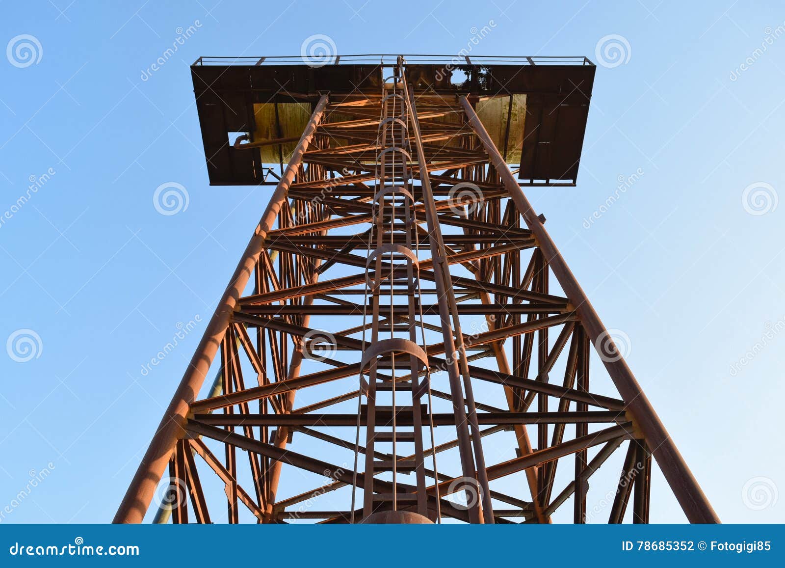 The Old Rusty Water Tower Tilted Stock Photo - Image of abandoned ...