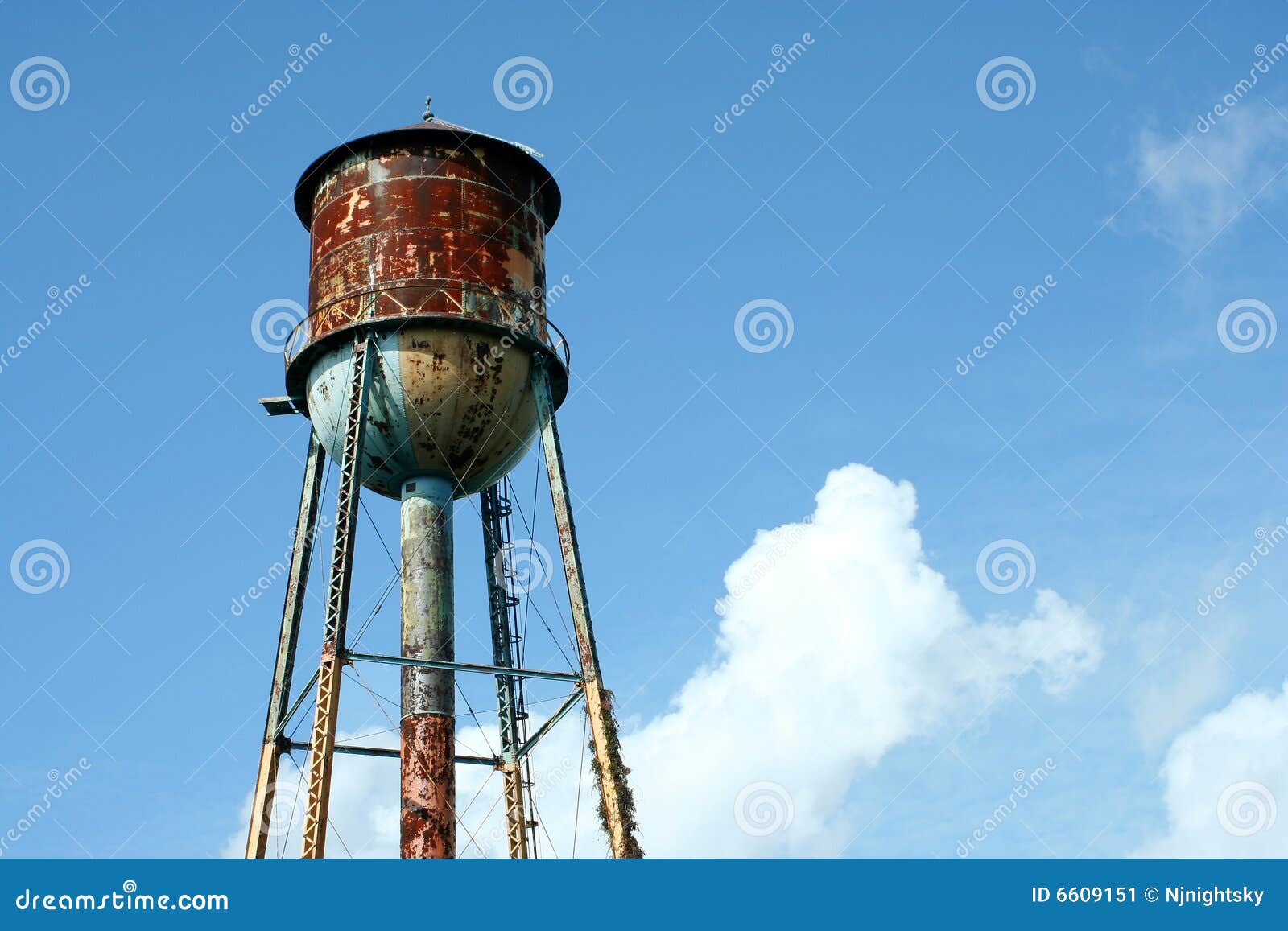Old Rusty Watertower Against Blue Sky Stock Image - Image of blue ...