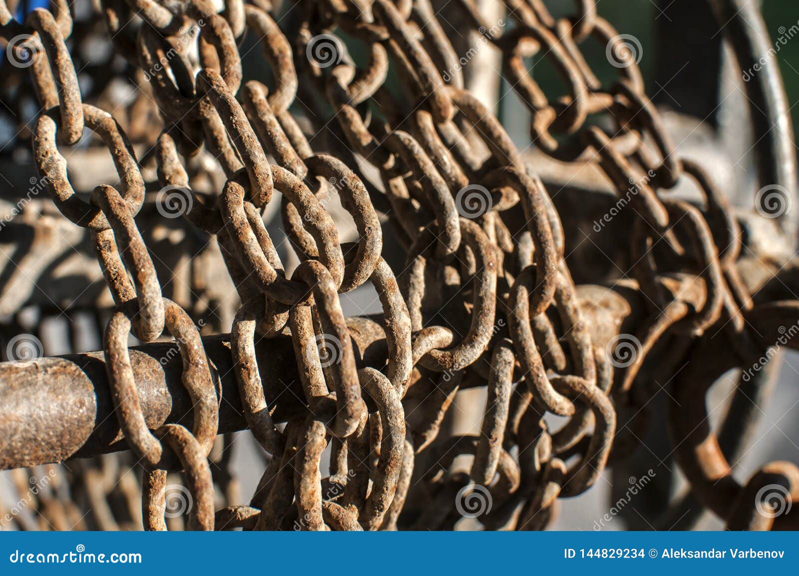 Old rusty iron chains stock photo. Image of weathered - 144829234