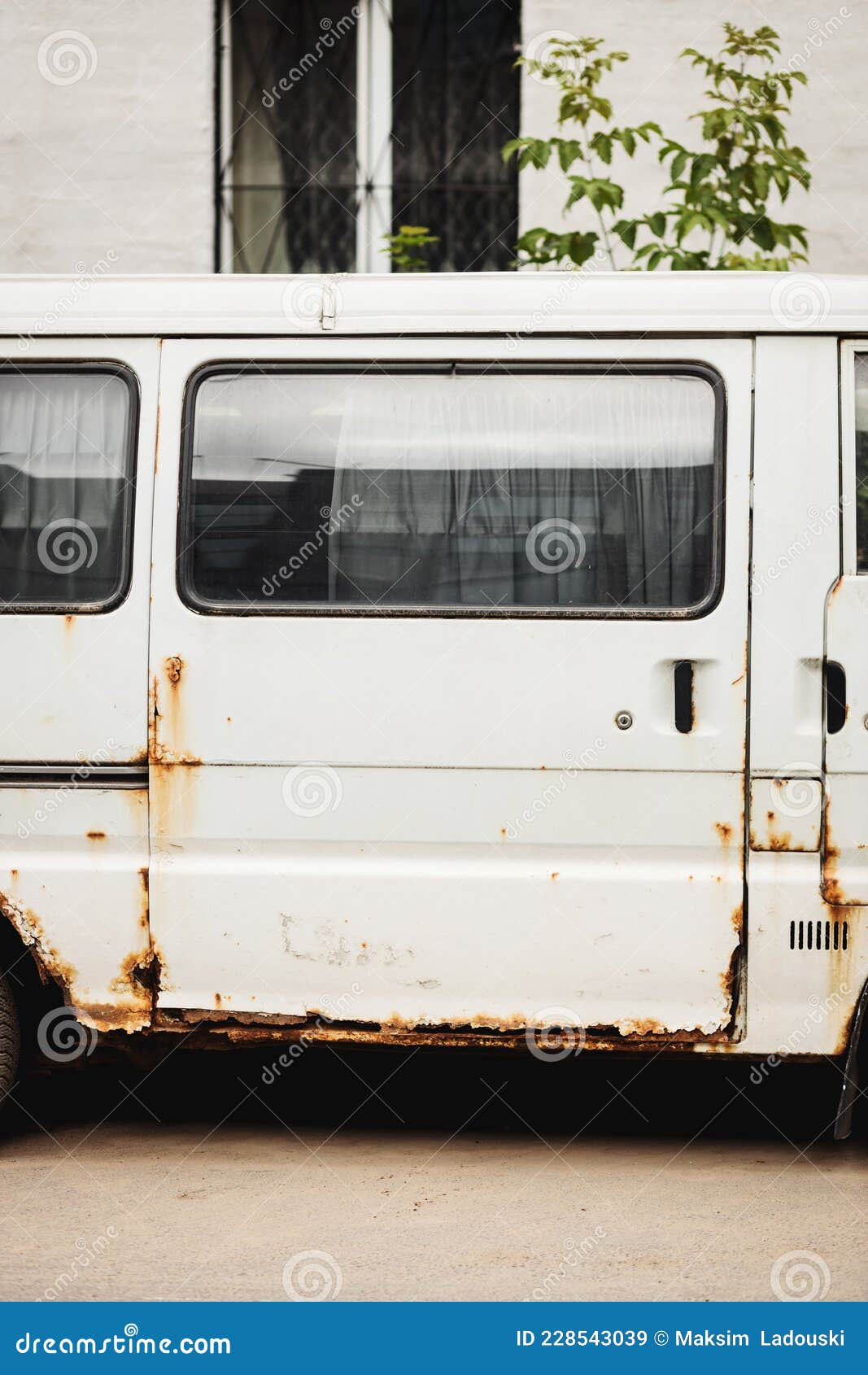 Old rusty white van stock image. Image of auto, retro - 228543039