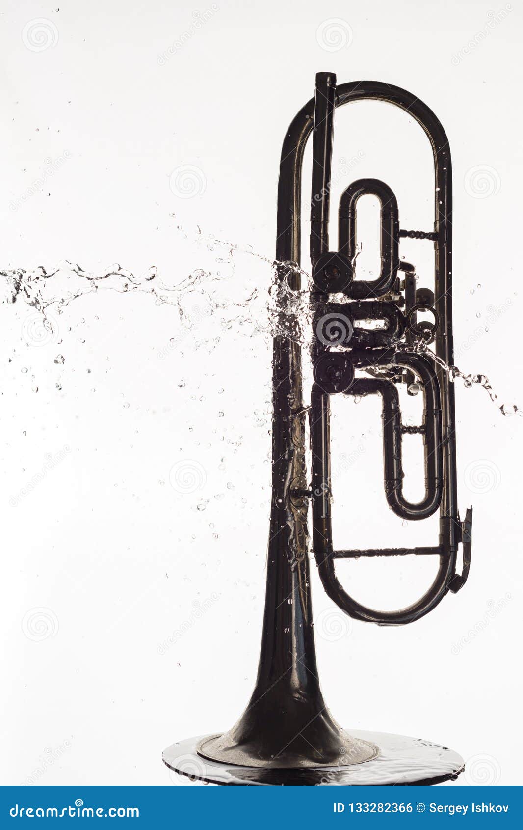 Old Rusty Wind Pipe and Water Splashes Isolated on White Background ...