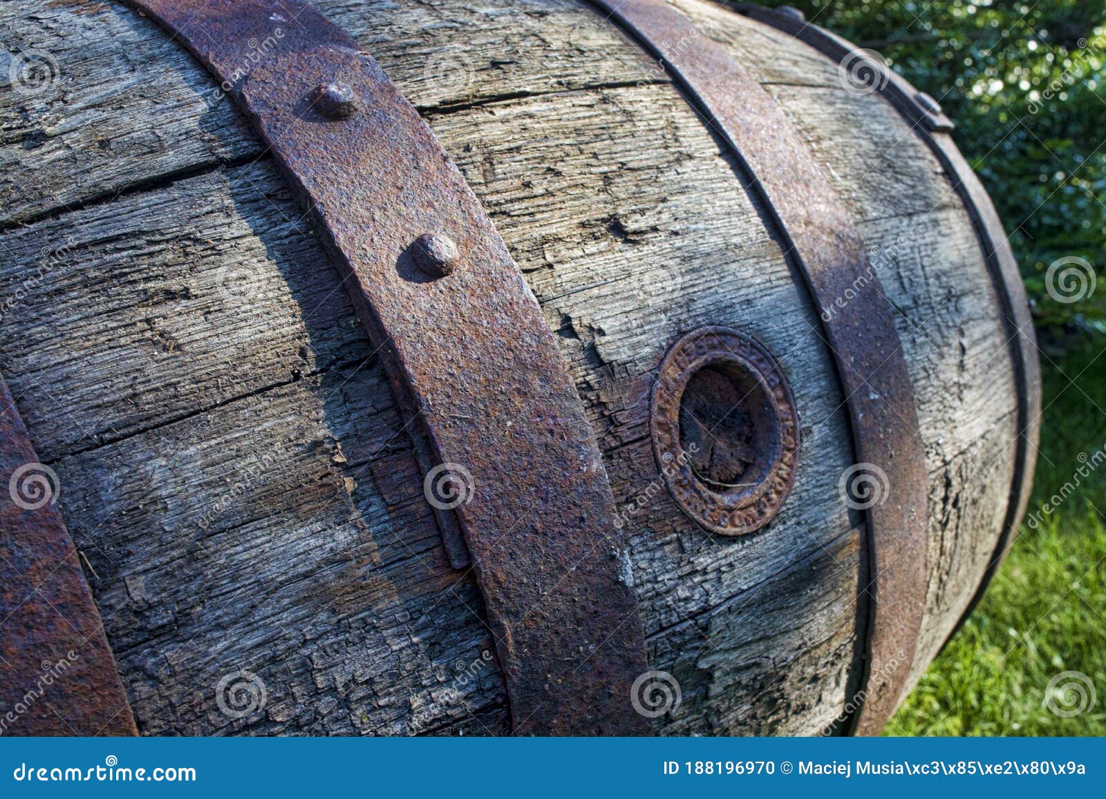 Old rusty wine barrel stock photo. Image of surface - 188196970