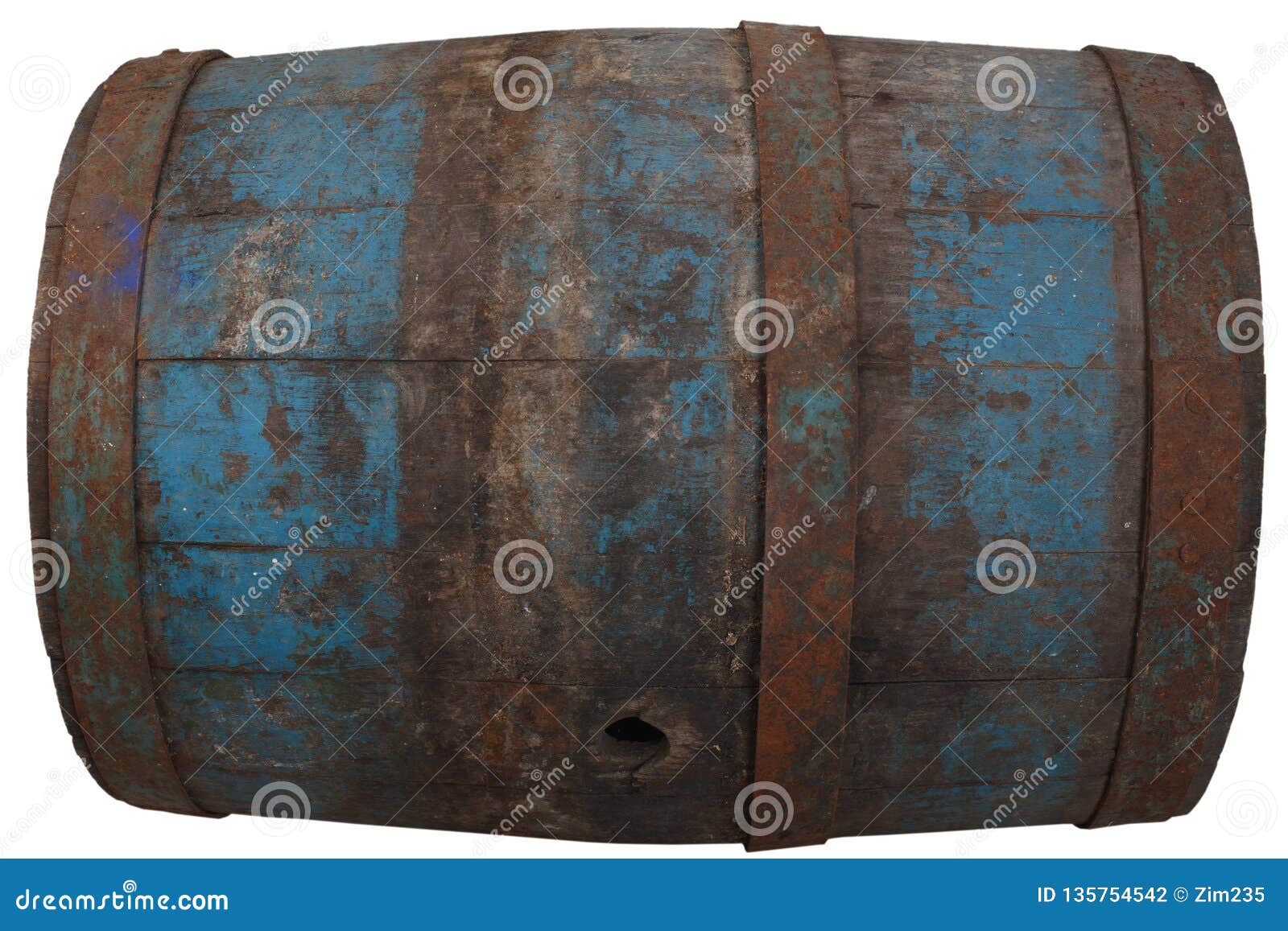 Old rusty wooden barrel stock photo. Image of tree, blue - 135754542