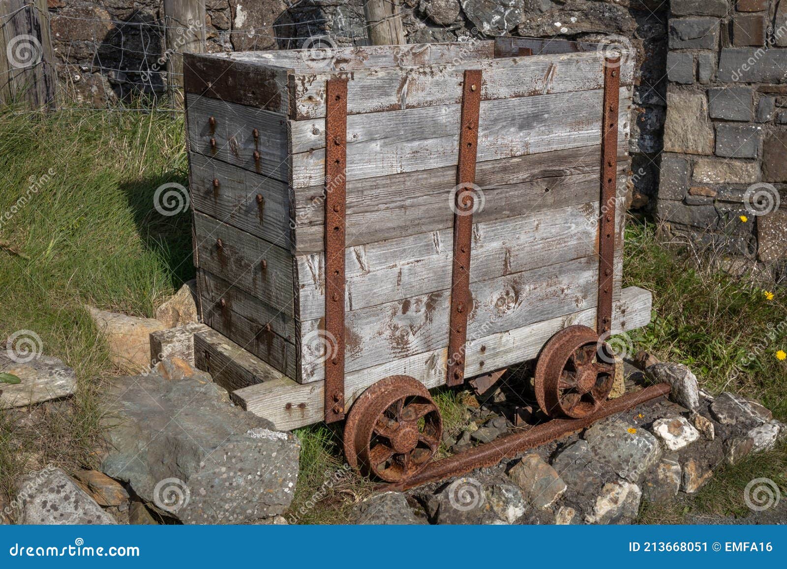 Old Rusty Wooden Mine Cart Outdoors Stock Image - Image of rusty, cart ...