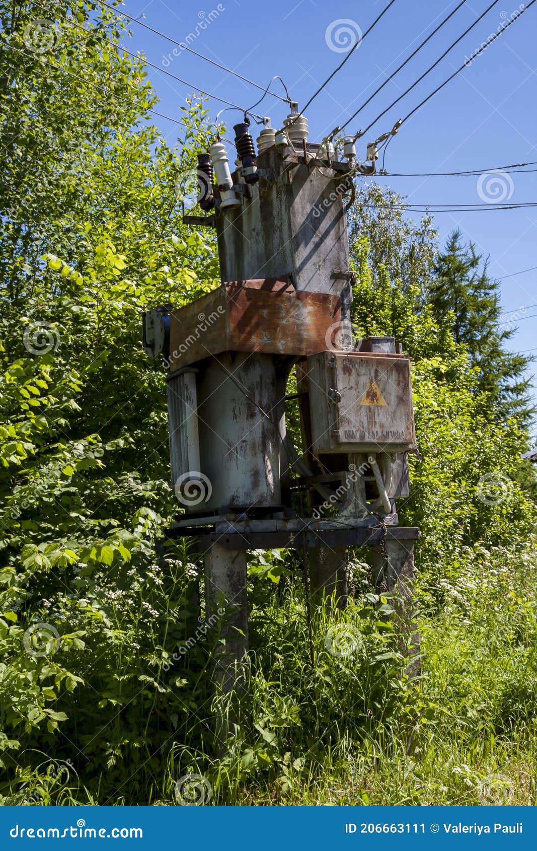 Old Rusty Working Electricity Transformer Stock Image - Image of ...
