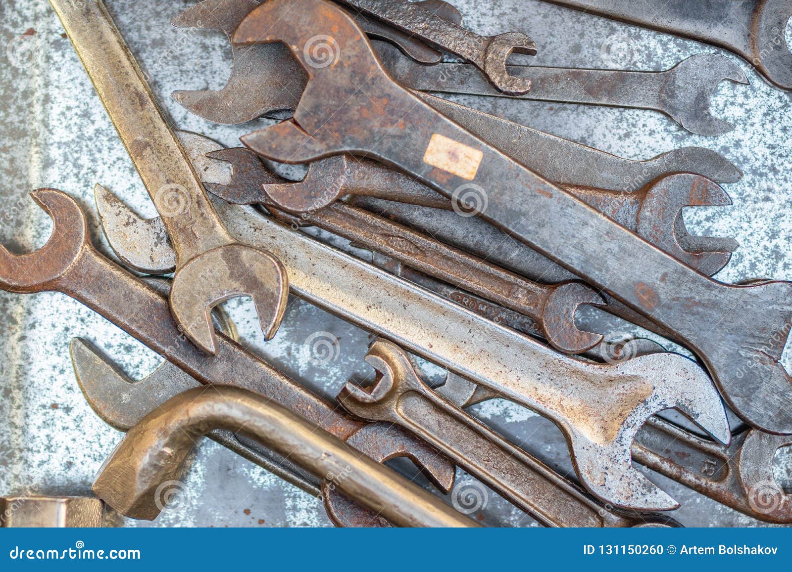Old rusty wrenches stock photo. Image of spanner, grunge - 131150260