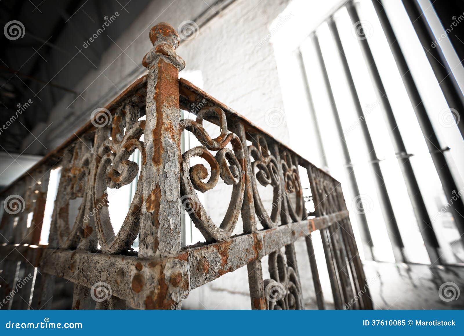An Old Rusty Wrought-iron Railing Stock Image - Image of interior ...
