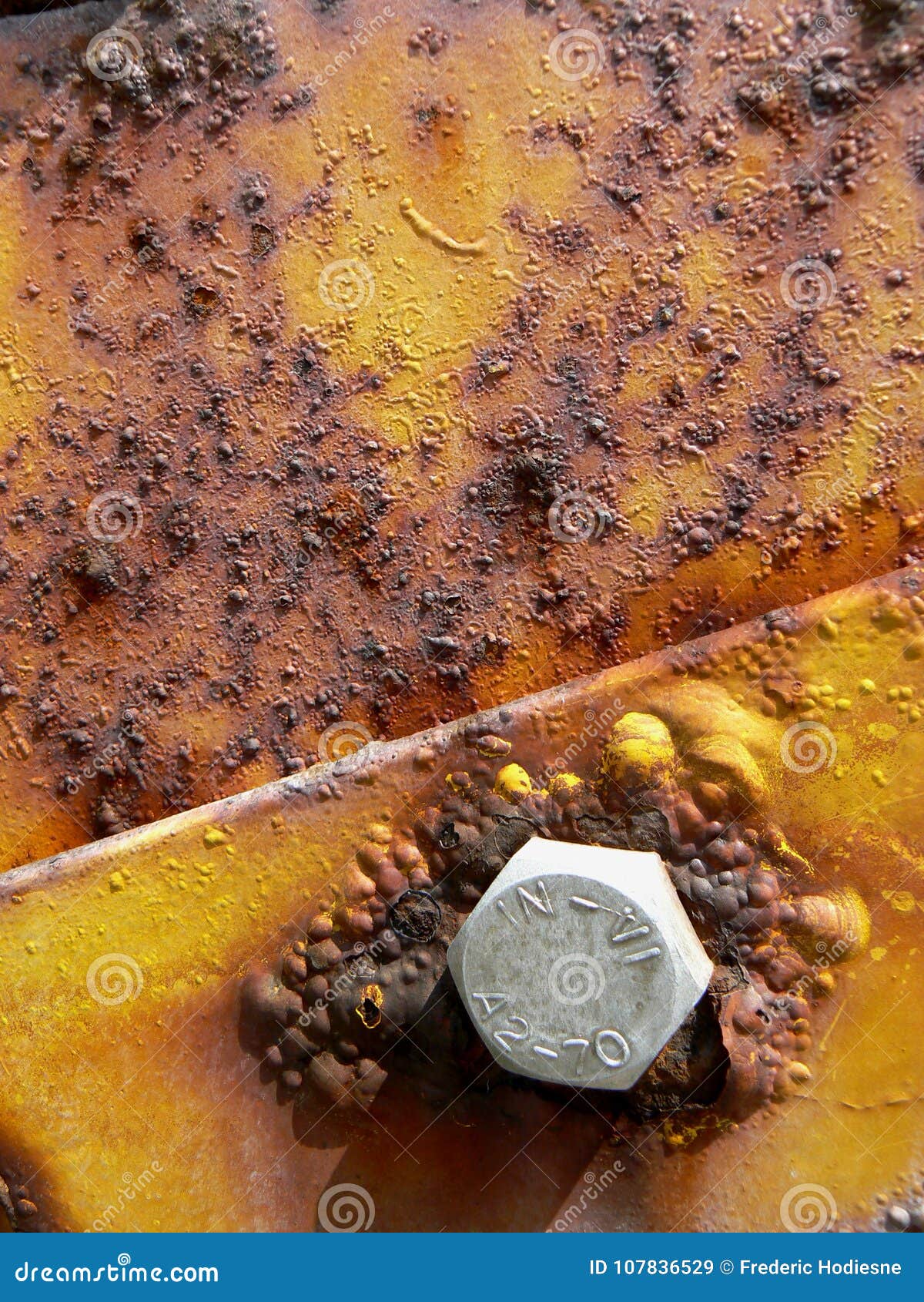 Old Rusty Yellow Paint and Bolt Stock Image - Image of steel, surface ...
