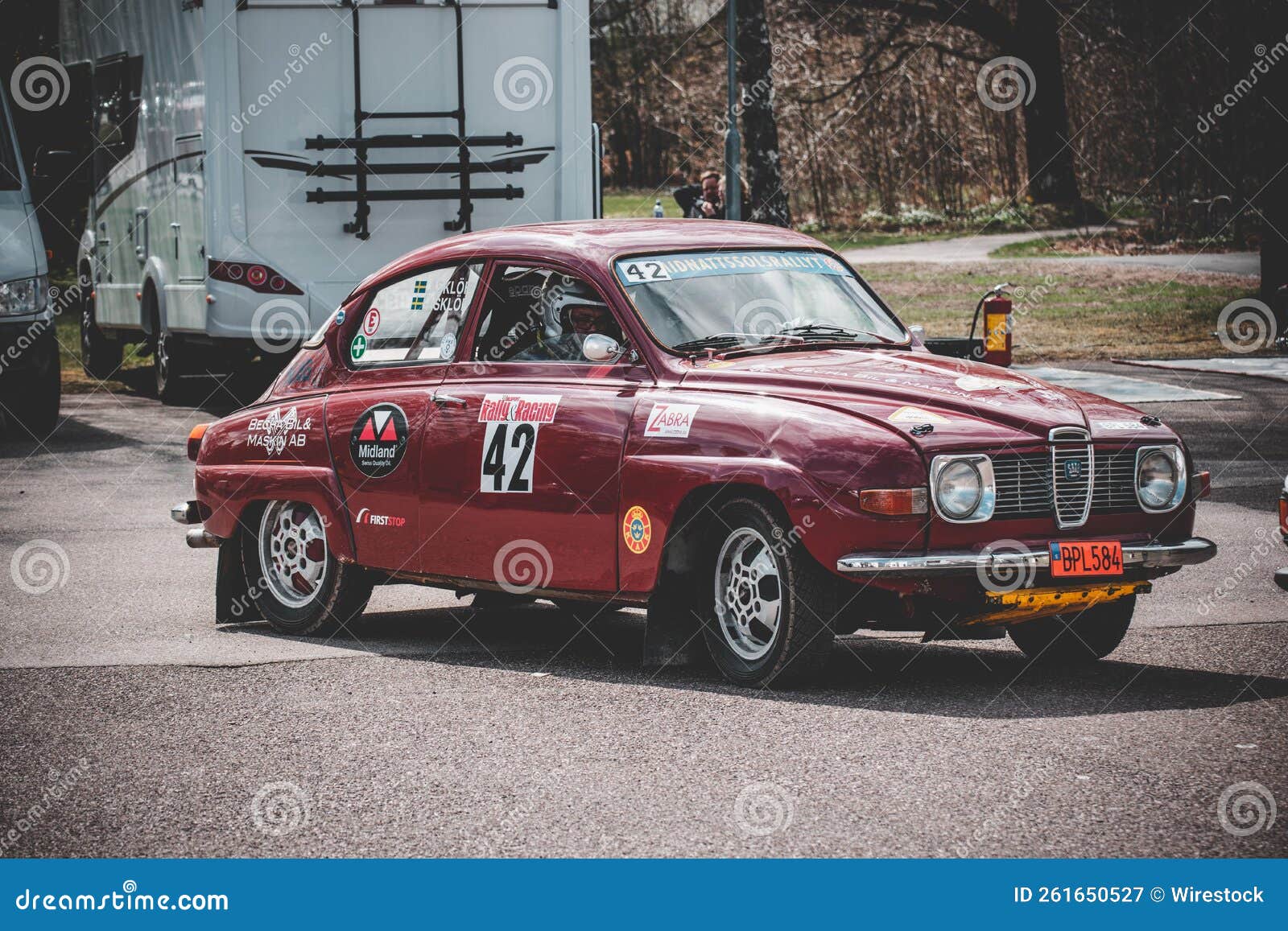 Old Saab 96 during a rally editorial photography. Image of driver ...