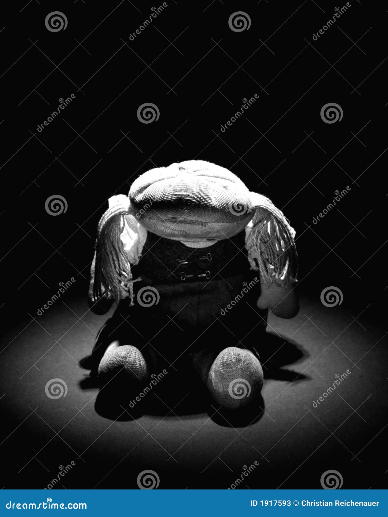 Old Sad Cloth Doll with Spot Light B/W #2 Stock Image - Image of white ...