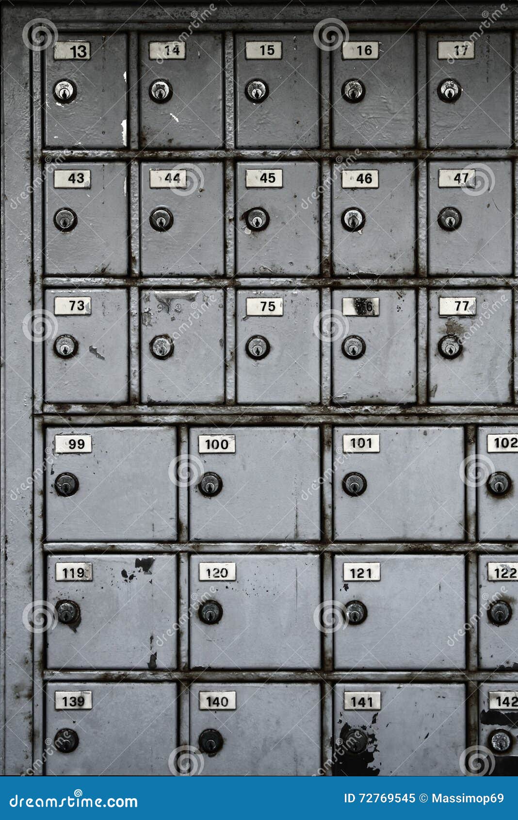 Old Safety Deposit Boxes in Disuse Stock Image - Image of money, metal ...