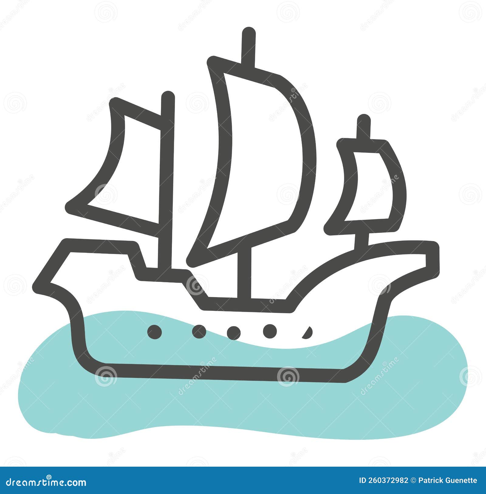 Old sail boat, icon stock vector. Illustration of drawing - 260372982