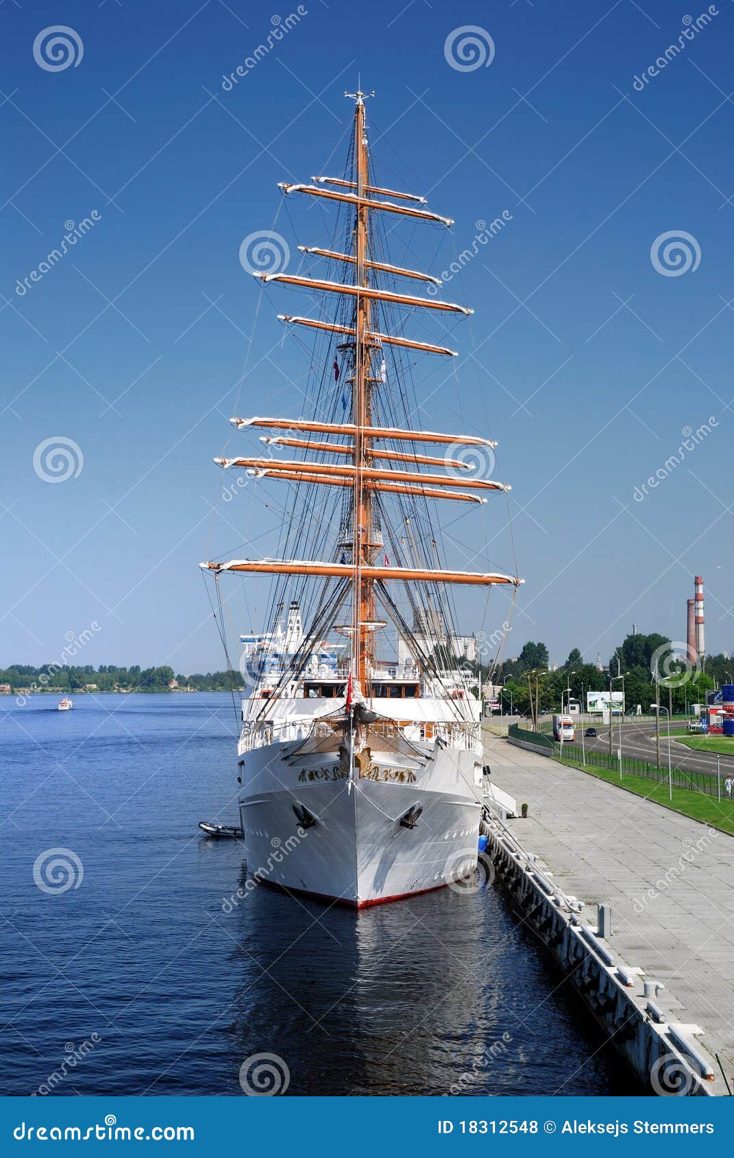 Old Sail Ship in the Port of Riga Stock Photo - Image of journey, mode ...