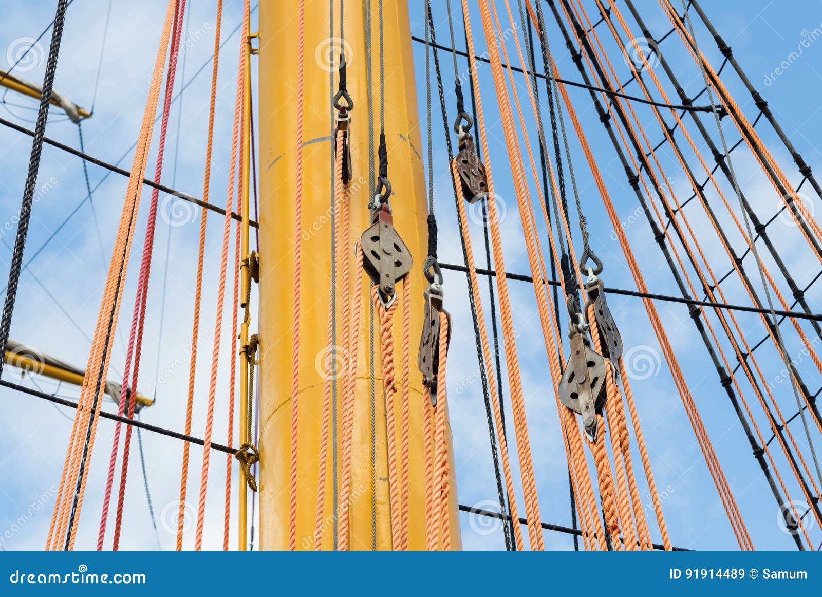 Old sailing boat rigging stock image. Image of harbor - 91914489