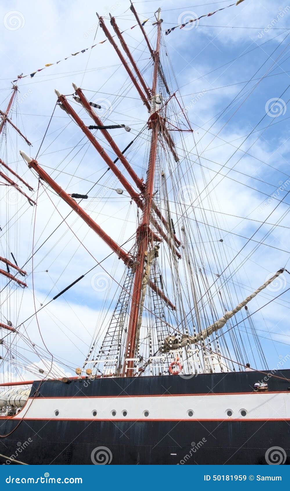 Old sailing boat rigging stock image. Image of knot, history - 50181959