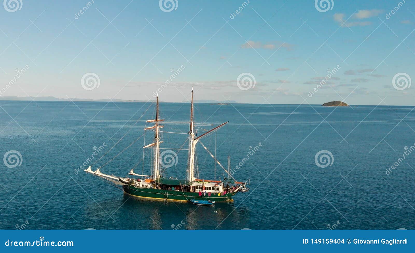 Old Sailing Ship, Aerial View from Drone Stock Photo - Image of ...
