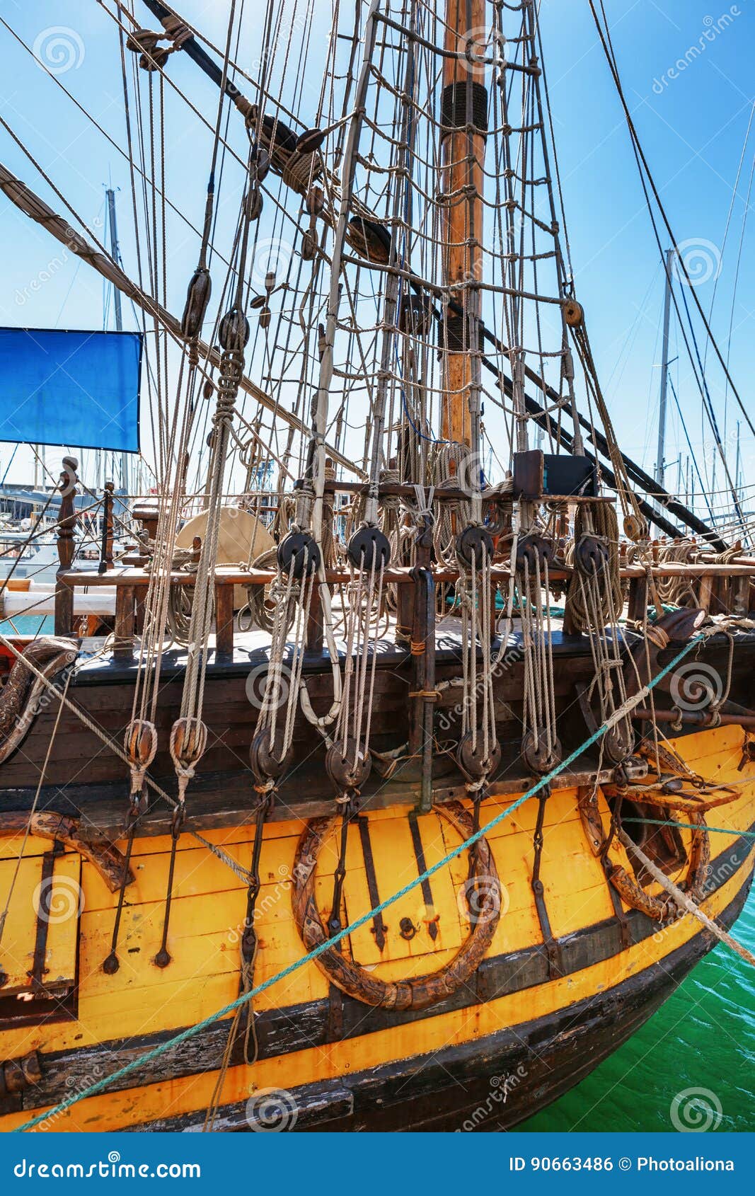 Old sailing ship mast stock photo. Image of regatta, foremast - 90663486