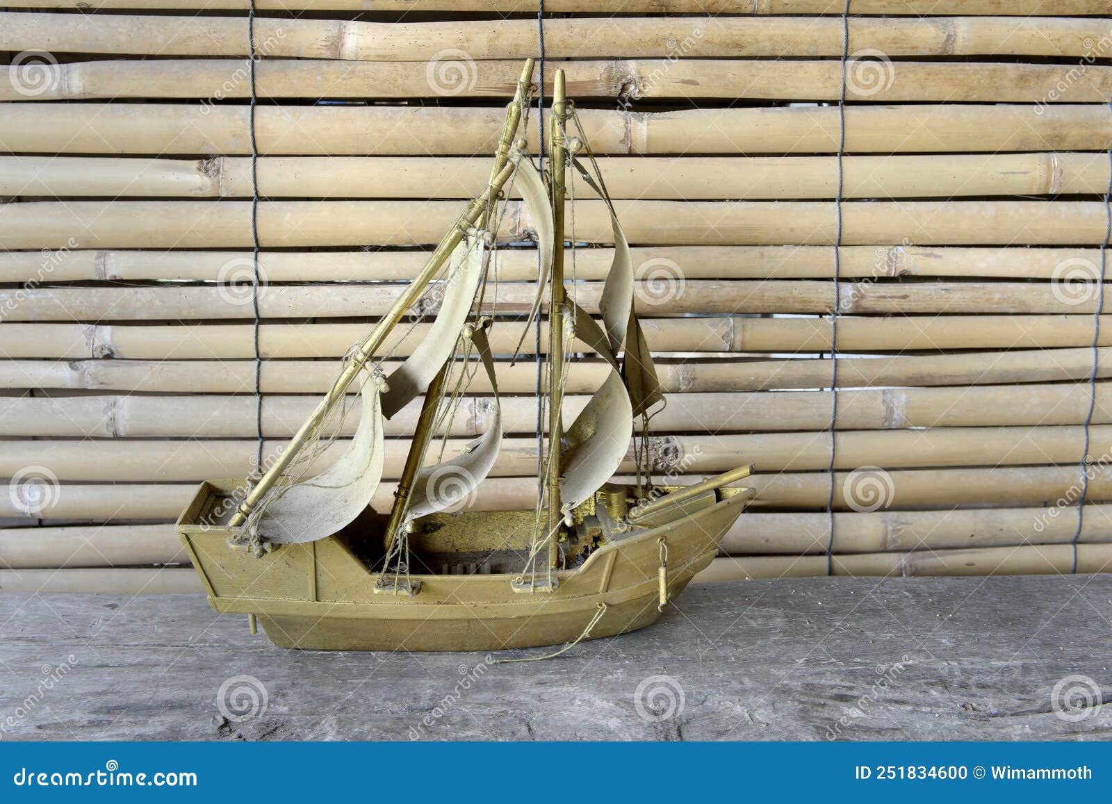 Old Sailing Ship Model on an Old Wooden Table Stock Photo - Image of ...